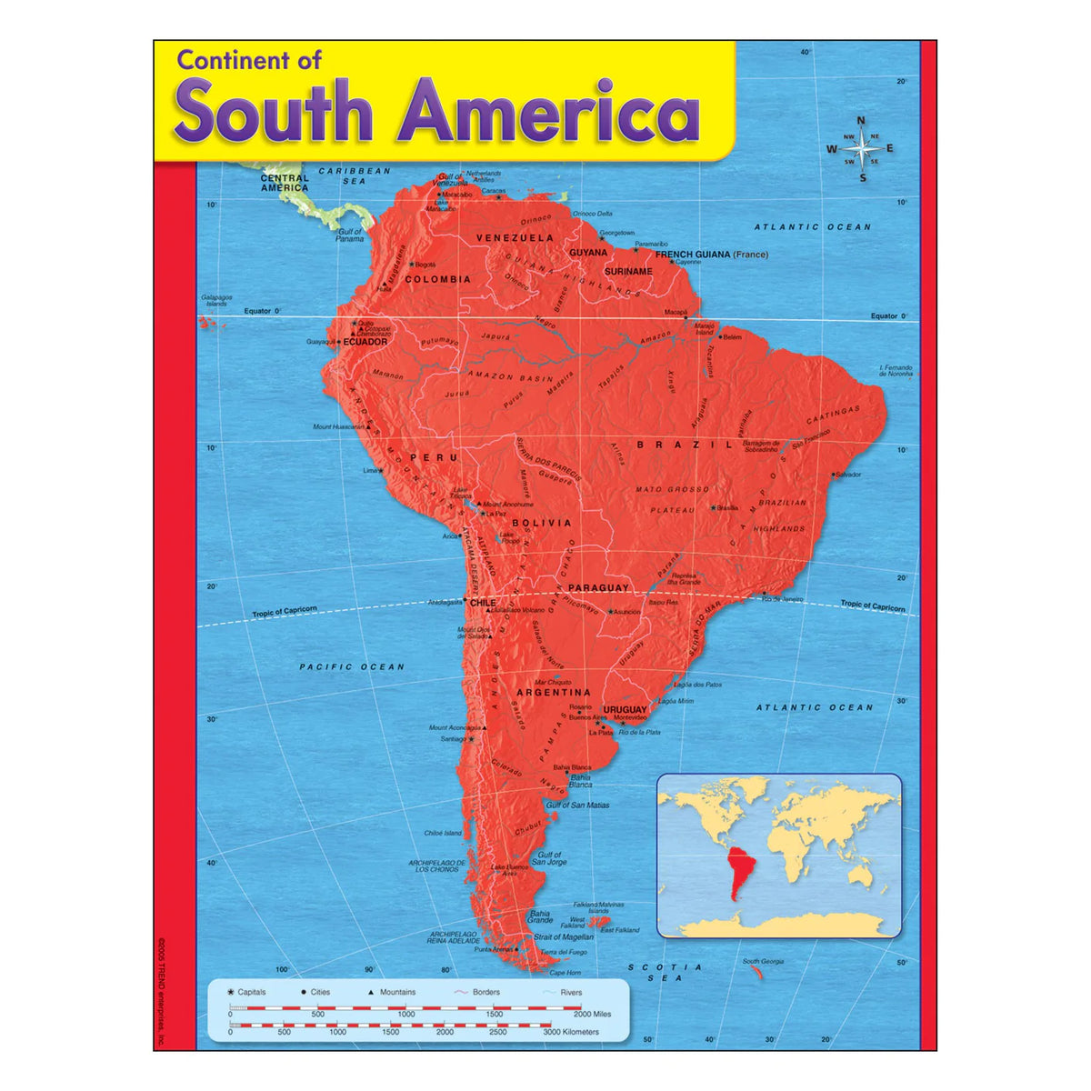 LEARNING CHART- CONTINENTS OF SOUTH AMERICA – Art & Hobby