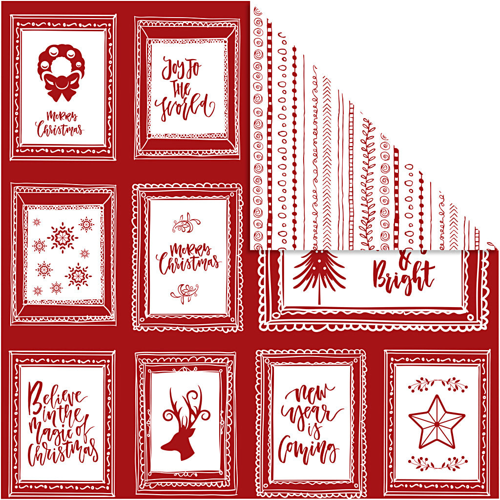 Design Paper Frames Sheet - Festive Text and Doodles 30.5x30.5cm (5 Sh ...
