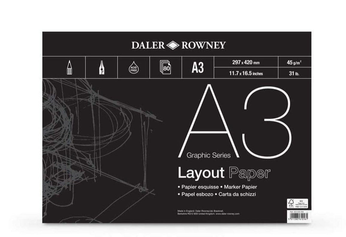 Daler-Rowney Graphic Series 45gsm A3 Layout Paper Pad – Art & Hobby