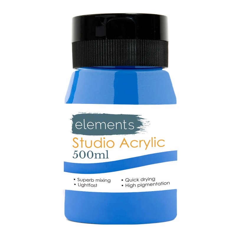 Elements 500ml Acrylic Paint Cobalt Blue | Art & Hobby