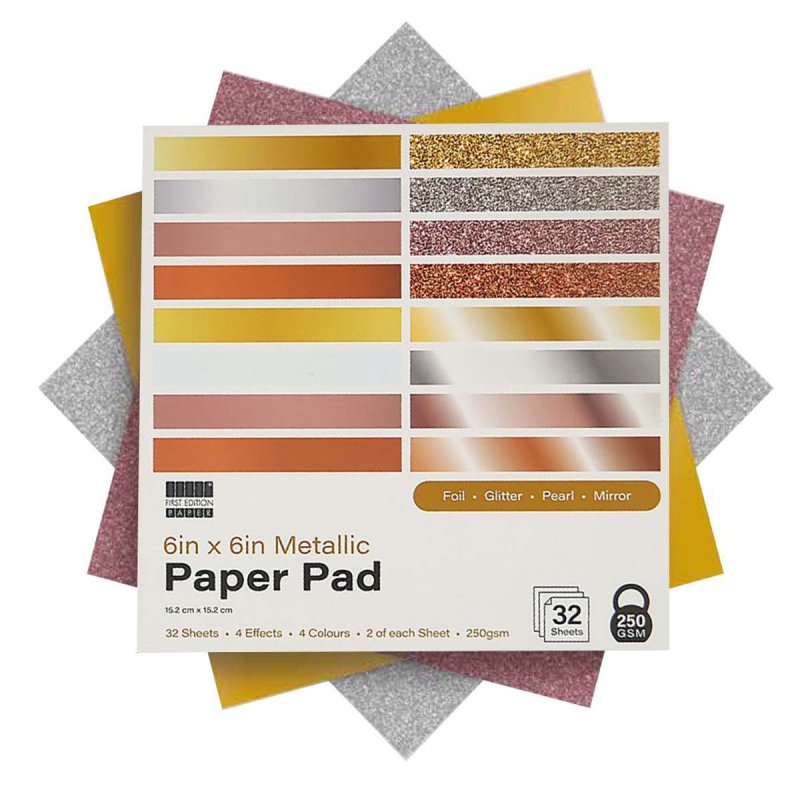First Edition 6in x 6in Metallic Effect Paper Pad – Art & Hobby