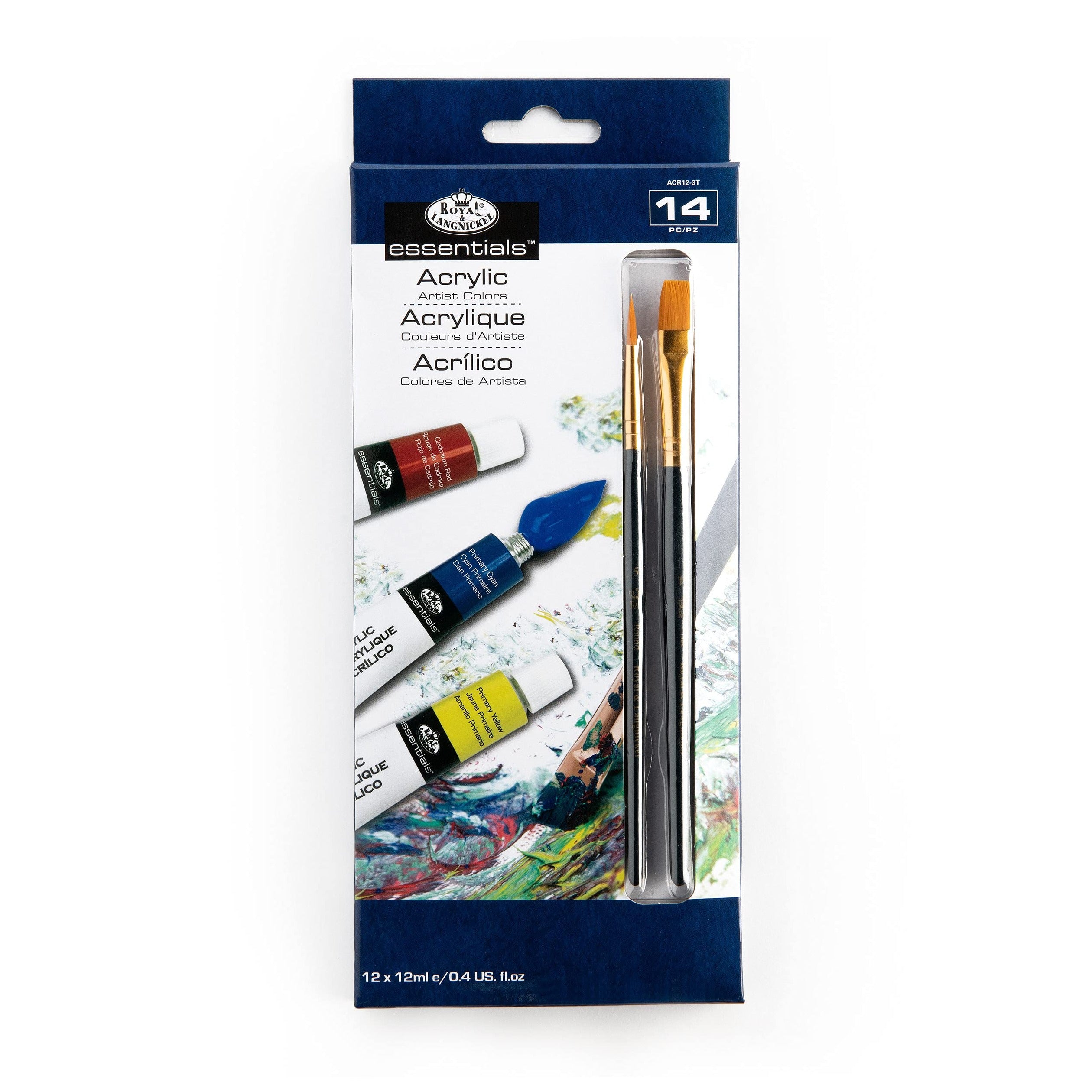 Essentials Acrylic Paint Set 12 X 12Ml With Brush