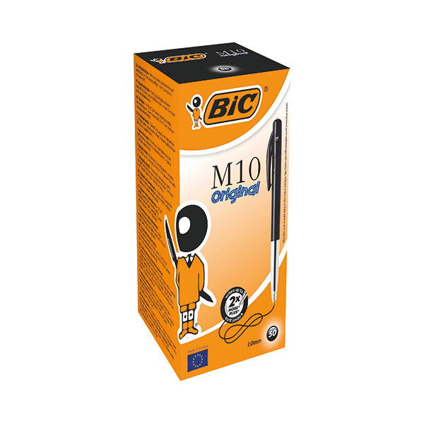 Bic M10 Clic Ballpoint Pen Medium Black (Pack of 50) 901256 – Art & Hobby