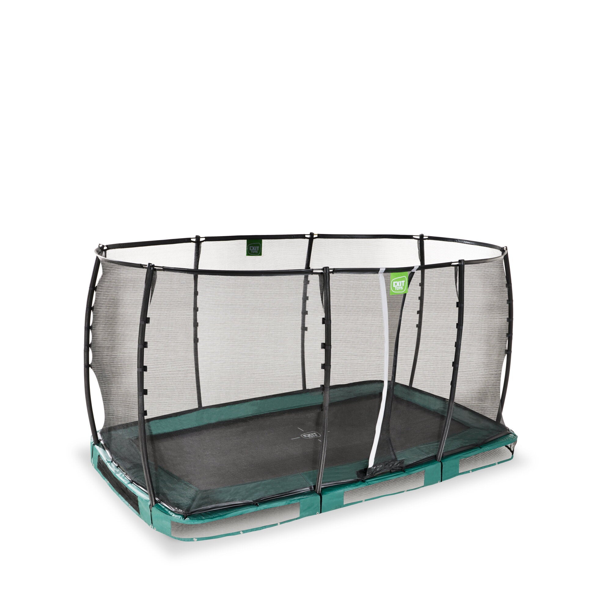 Exit Allure Premium Rectangular Ground Trampoline - 8x14 FT (Green)
