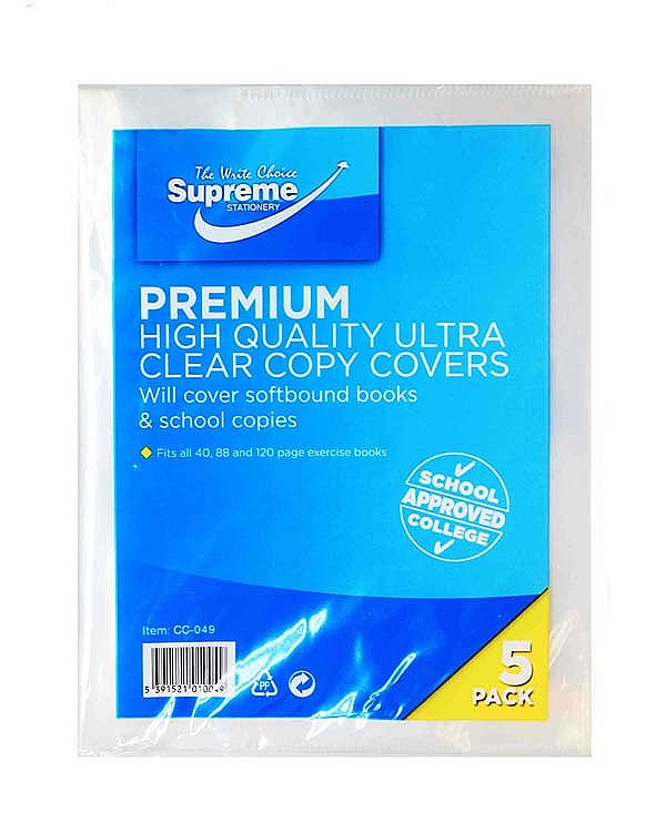 Supreme Premium High Quality Ultra Clear Copy Book Covers - 5 Pack ...
