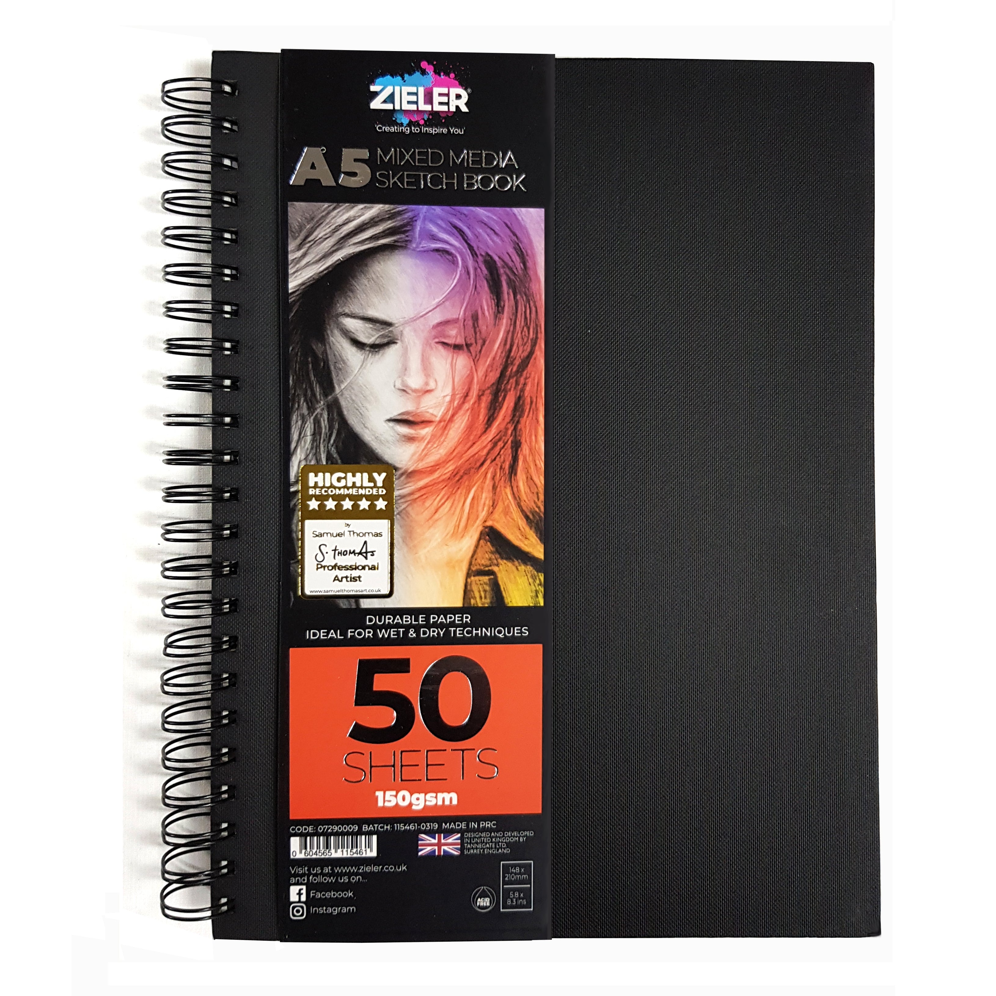 Zieler A5 Spiral Sketch Book (50 Sheets)