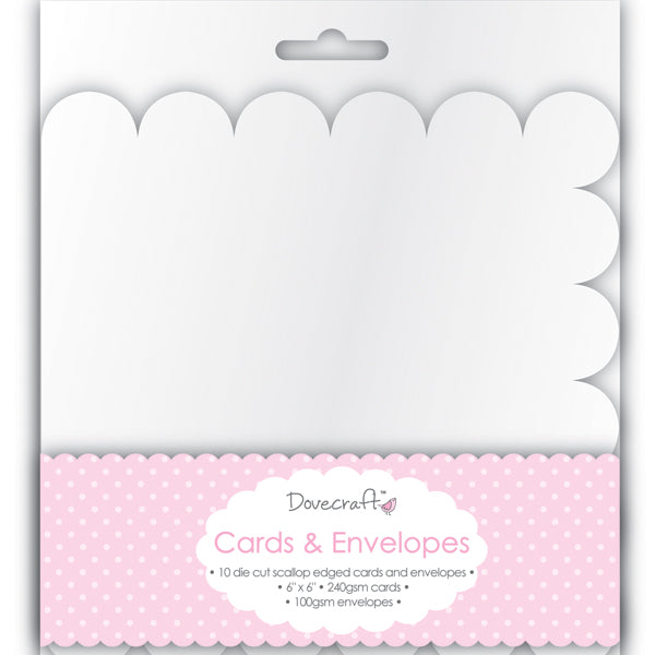 DOVECRAFT SCALLOP DIE-CUT CARD W/ENV.6X6 PK.10