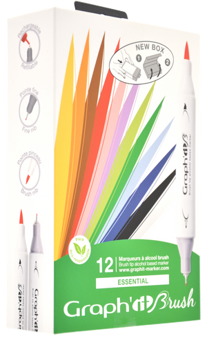 GRAPHIT BRUSH & EXTRA FINE Set 12 markers - Essent