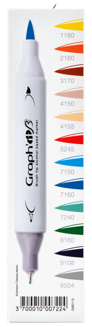 GRAPHIT BRUSH & EXTRA FINE Set 12 markers-Manga