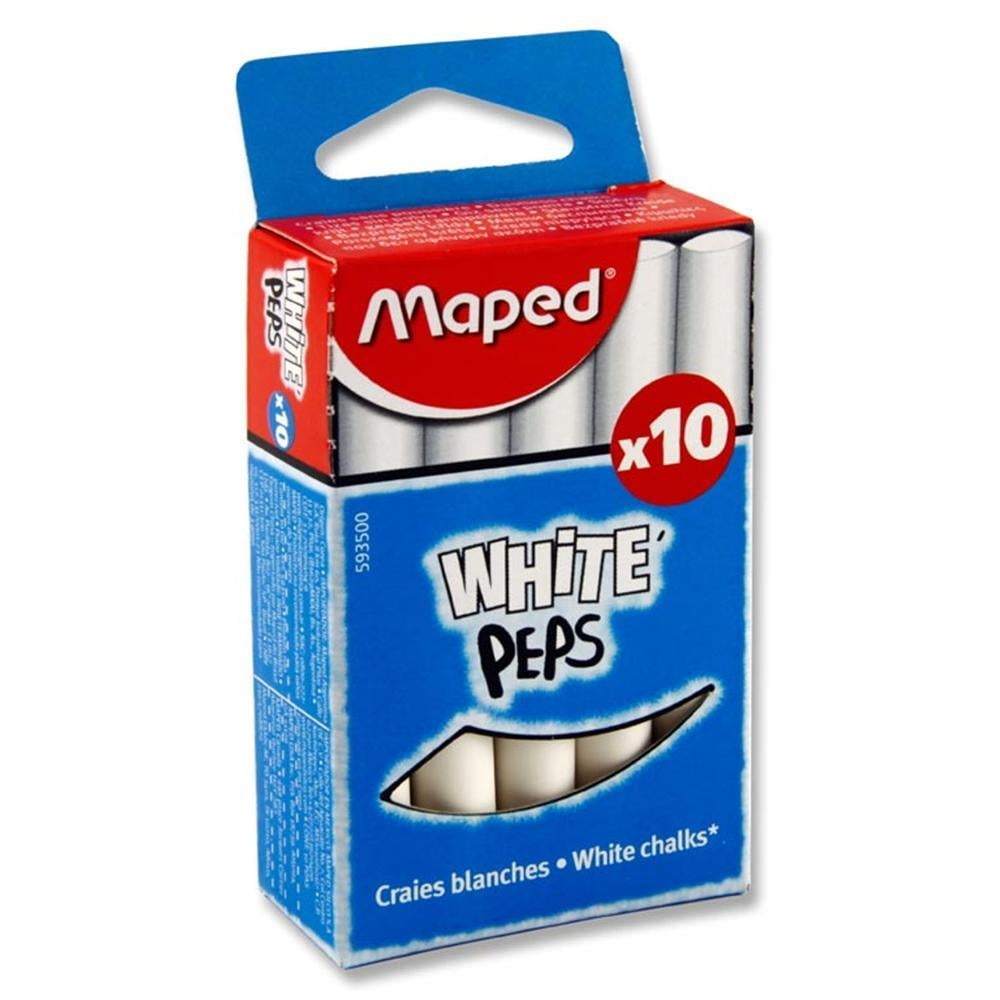 MAPED WHITE PEPS CHALK PK.10